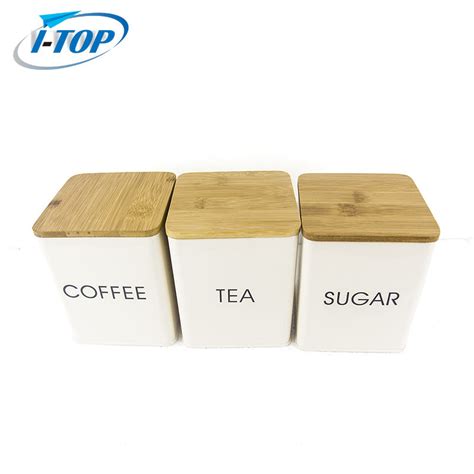 3 조각 차 설탕 커피 용기 세트 저장 용기 대나무 뚜껑이있는 주방 보관 용기 세트 I Top Industry Limited