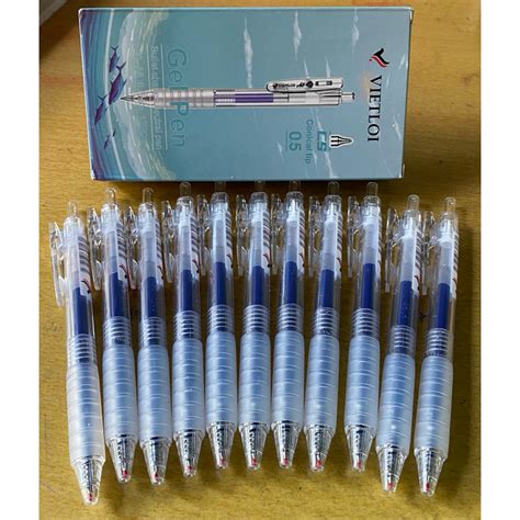Viet Loi Office Ink ปากกาลูกลื ่ น Blue Ink Black Nib 0 5 มม หมึกนักเรียน Evenly Vl A8
