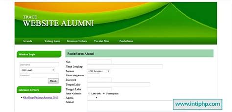 project website alumni php dan mysql gratis php id blog