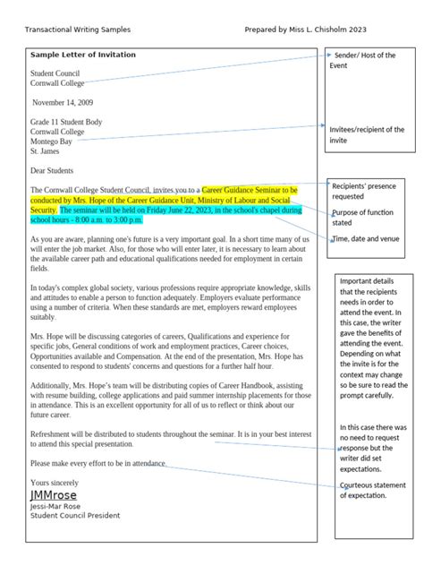 Transactional Writing Sample Pdf Employment