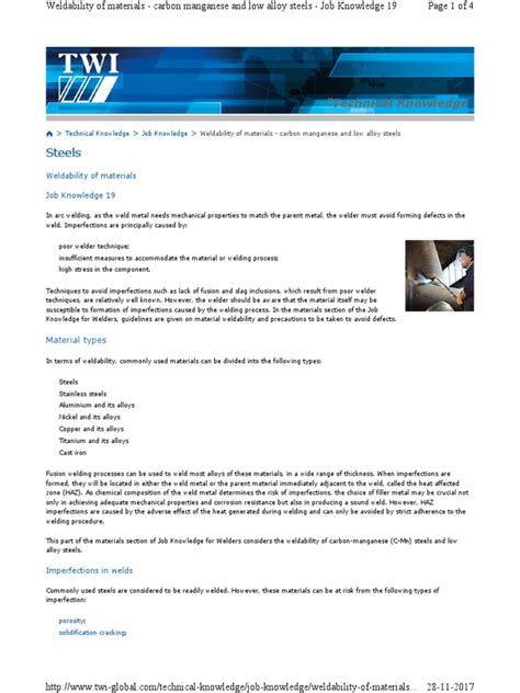 Weldability Of Material Twi Pdf Construction Welding