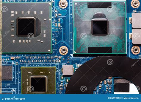 CPU On Laptop Motherboard Stock Photo Image Of Printed 85499258