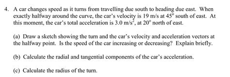 having trouble calculating radial and tangential aspects of a cars
