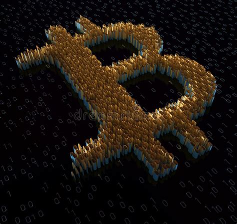 Bitcoin Sign And Binary Code Perspective View On Black Background D Rendering D Illustration