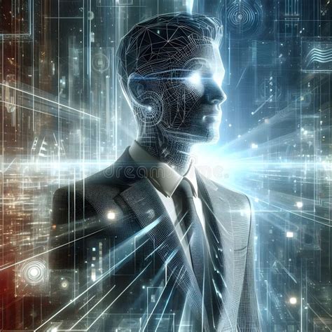 Human Figure In A Hologram Data Analytics In A High Tech Room Stock Illustration Illustration