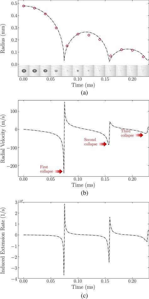 a radius of the cavitation bubble measured from the experiment red