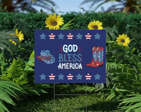 4th Of July Porch Leaners God Bless America Outdoor Porch Sign July
