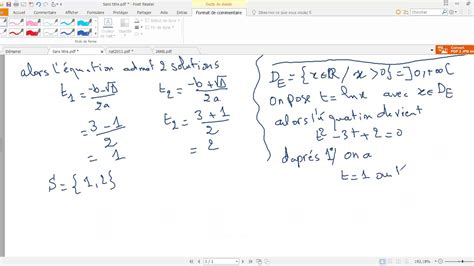 Correction Exercice 1 Math National Eco 2011 Logarithme Equation Inequation Logarithme