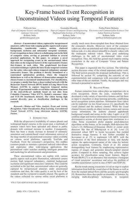 Pdf Key Frame Based Event Recognition In Unconstrained Videos Using Temporal Features