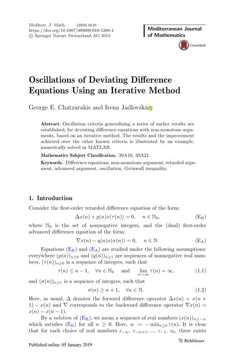 Pdf Oscillations Of Deviating Difference Equations Using An Iterative Method