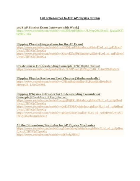 Ap Physics C Helpful Links Made By Teachers