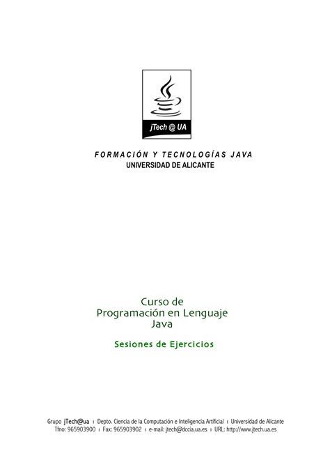 ejercicios plj java sesiones de ejerci c ios curso de programación
