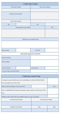 Credit Check Consent Form Sample Forms