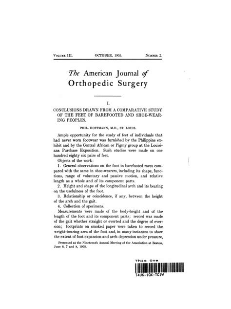 Barefooted Vs Shoe Wearing Pdf Foot Hand