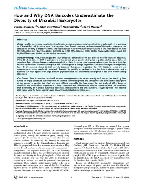 Pdf How And Why Dna Barcodes Underestimate The Diversity Of Microbial Eukaryotes