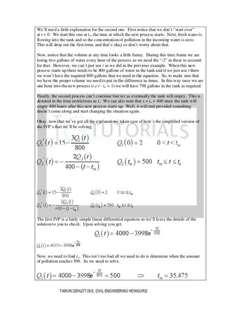 Modelling With First Order Differential Equations