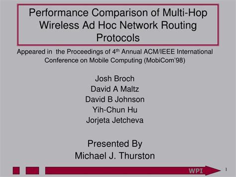Ppt Performance Comparison Of Multi Hop Wireless Ad Hoc Network