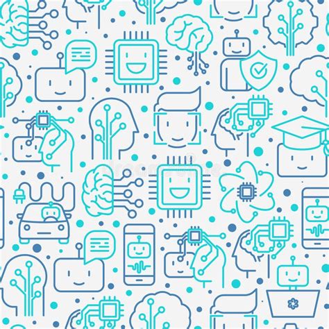 Machine Learning Artificial Intelligence Seamless Pattern Stock Vector Illustration Of