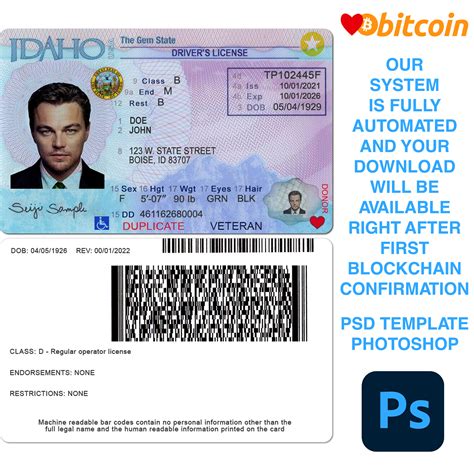 Idaho Driver License Template Usa Templates