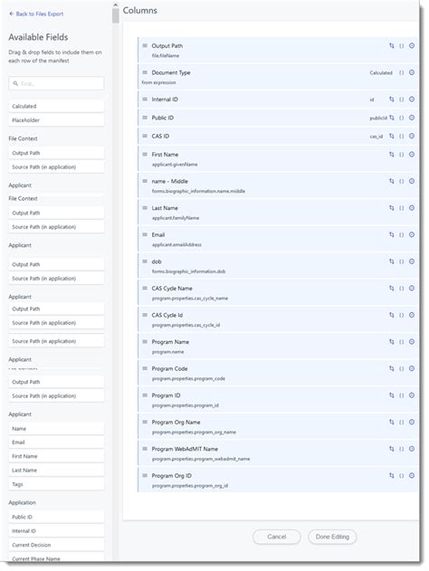 Include Data About Applicant Uploaded Documents In Files Export Manifest File Liaison