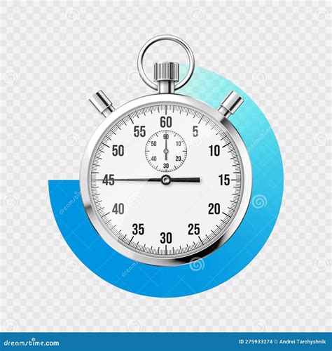 Realistic Classic Stopwatch Shiny Metal Chronometer Time Counter With Dial Stock Vector
