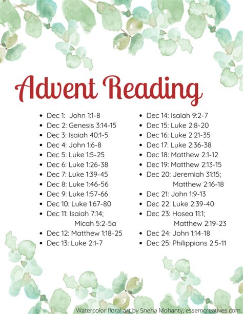 Advent Bible Reading Calendar We Who Thirst