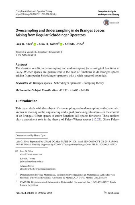 Pdf Oversampling And Undersampling In De Branges Spaces Dokumentips