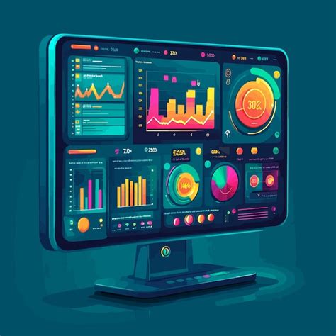 Playful Data Analytics Dashboard Cartoon Illustration Vector