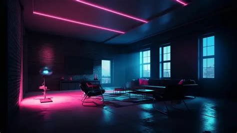 분홍색과 파란색 조명 어두운 인테리어 멋진 3d 렌더링 네온 룸 네온 무대 가벼운 터널 배경 일러스트 및 사진 무료 다운로드 Pngtree