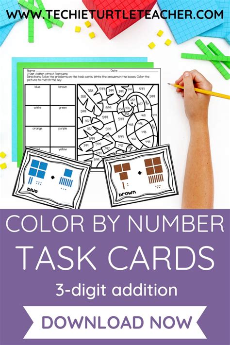 3 Digit Color By Number Task Cards