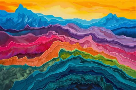 Premium Photo Abstract Topography Landscape In Vibrant Colored Layers