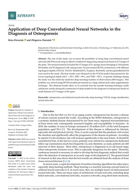 Pdf Application Of Deep Convolutional Neural Networks In The Diagnosis Of Osteoporosis