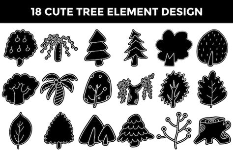 Premium Vector Floral Tree Plant Silhouette Element Design Collection