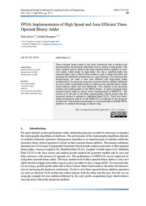 pdf fpga implementation of high speed and area efficient three