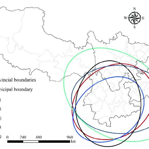 The Result Of The Standard Deviation Ellipse In Southwestern China