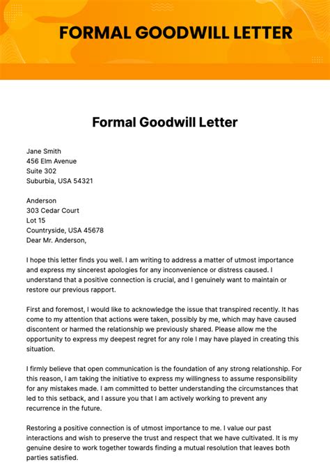 Free Formal Goodwill Letter Template To Edit Online