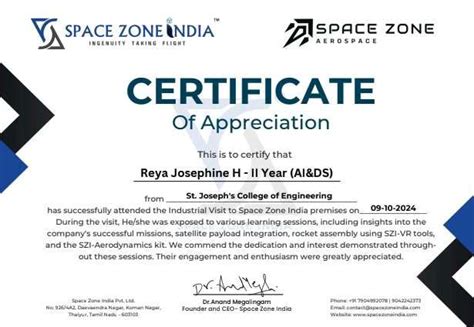 Reya Josephine On Linkedin Spacetech Aerospace Ai Engineering Learningexperience Gratitude