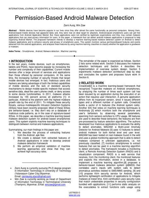 Permission Based Android Malware Detecti Pdf Applied Mathematics Information Science