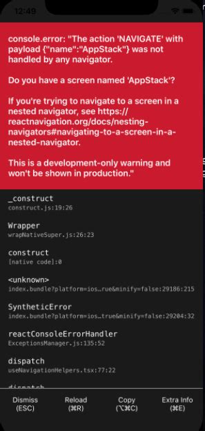 Navigation Cant Navigate In Switchnavigator In React Native Stack