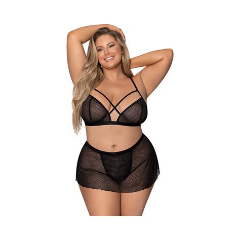 Magic Silk Girl Next Door Bralette W Skirt Black Queen Size Shop