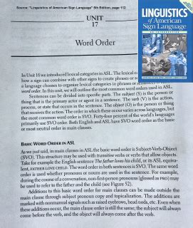 Subject Verb Object American Sign Language ASL