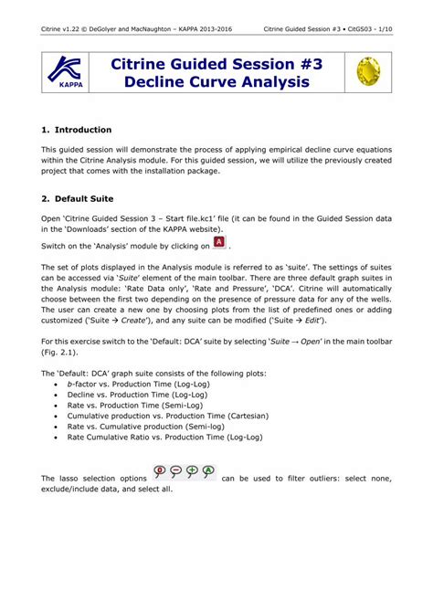 Pdf Citrine Guided Session 3 Decline Curve Analysis · Decline Curve