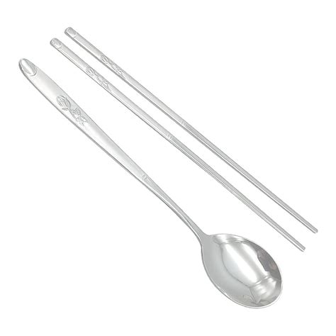 Korean Stainless Steel Spoon And Chopstick Set Silver Rose