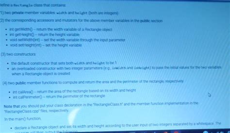 Solved C Define A Rectangle Class That Contains 1