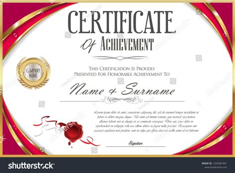 Certificate Golden Seal Colorful Design Border Stock Vector Royalty