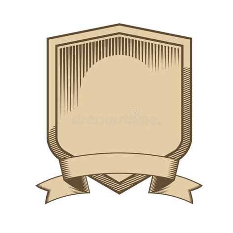 Vintage Engraved Shield With Scroll Vector Stock Vector Illustration