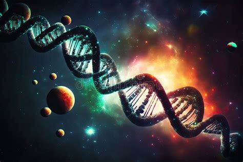 Dna Strand Double Helix In Space Genetics Origins Of Life Outerspace Planets Chromosomes