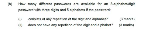 Solved B How Many Different Passwords Are Available For An