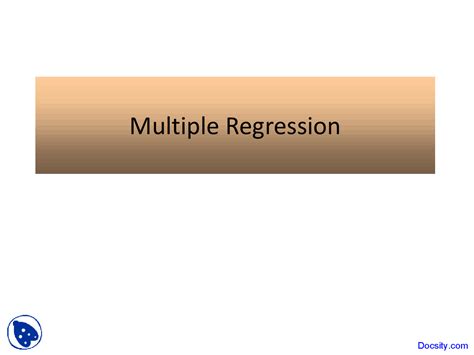 Multiple Regression Practicals Methodology And Statistics Lecture Slides Docsity