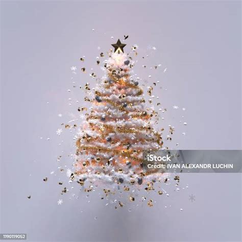 흰색 배경에 눈송이 리본 황금색과 종이 공으로 설정 멋진 크리스마스 2020 프레임 2020년에 대한 스톡 사진 및 기타 이미지 2020년 3차원 형태 가문비나무